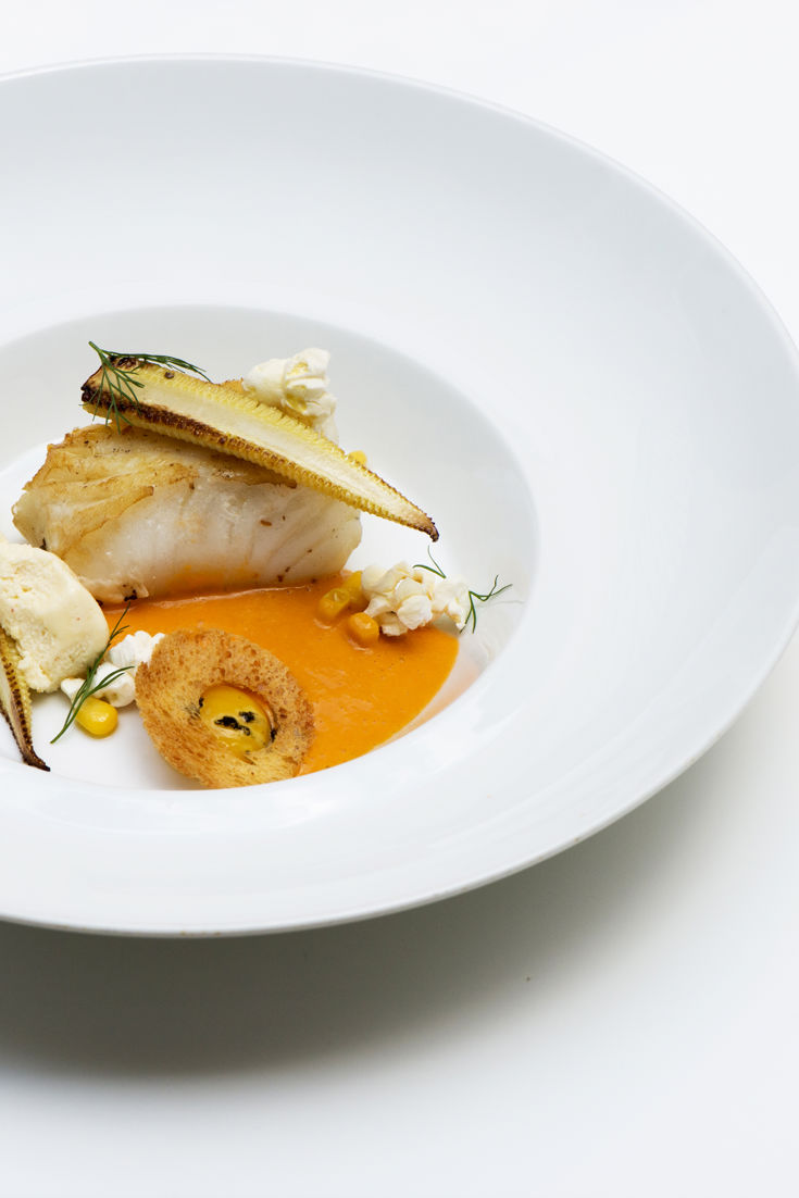 Cod With Corn Bisque Recipe - Great Italian Chefs