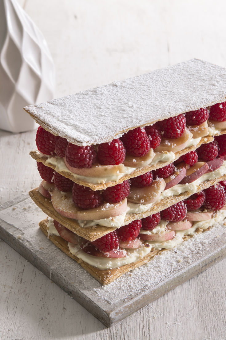 Peach and Rasberry Mille-Feuille Recipe - Great British Chefs