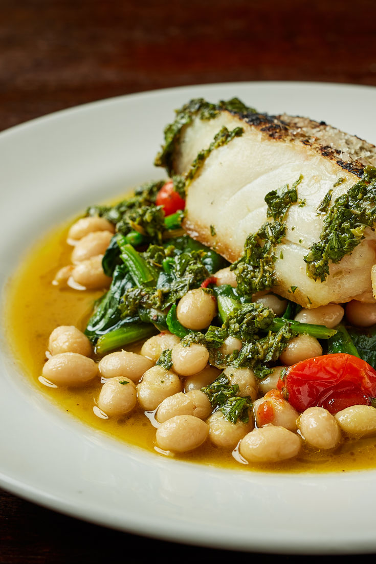 Hake with Coco Beans and Green Sauce Recipe - Great British Chefs