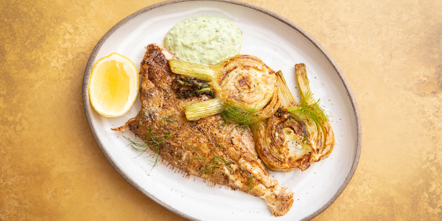 Fried Megrim Sole with Fennel and Mixed Herb Aioli Recipe - Great ...
