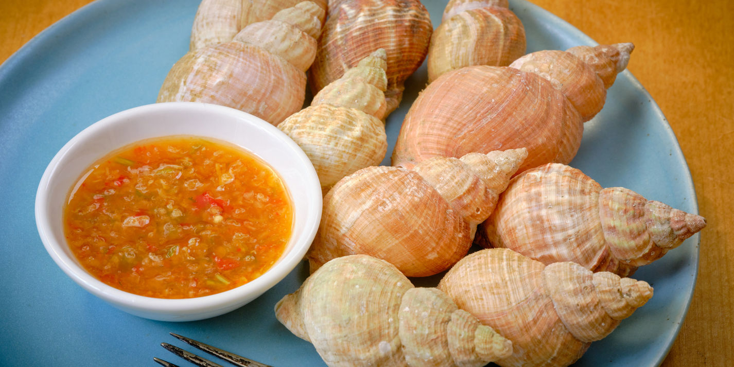 Hoi Khom Nahm Jim Talay – Whelks with Spicy Seafood Dipping Sauce ...