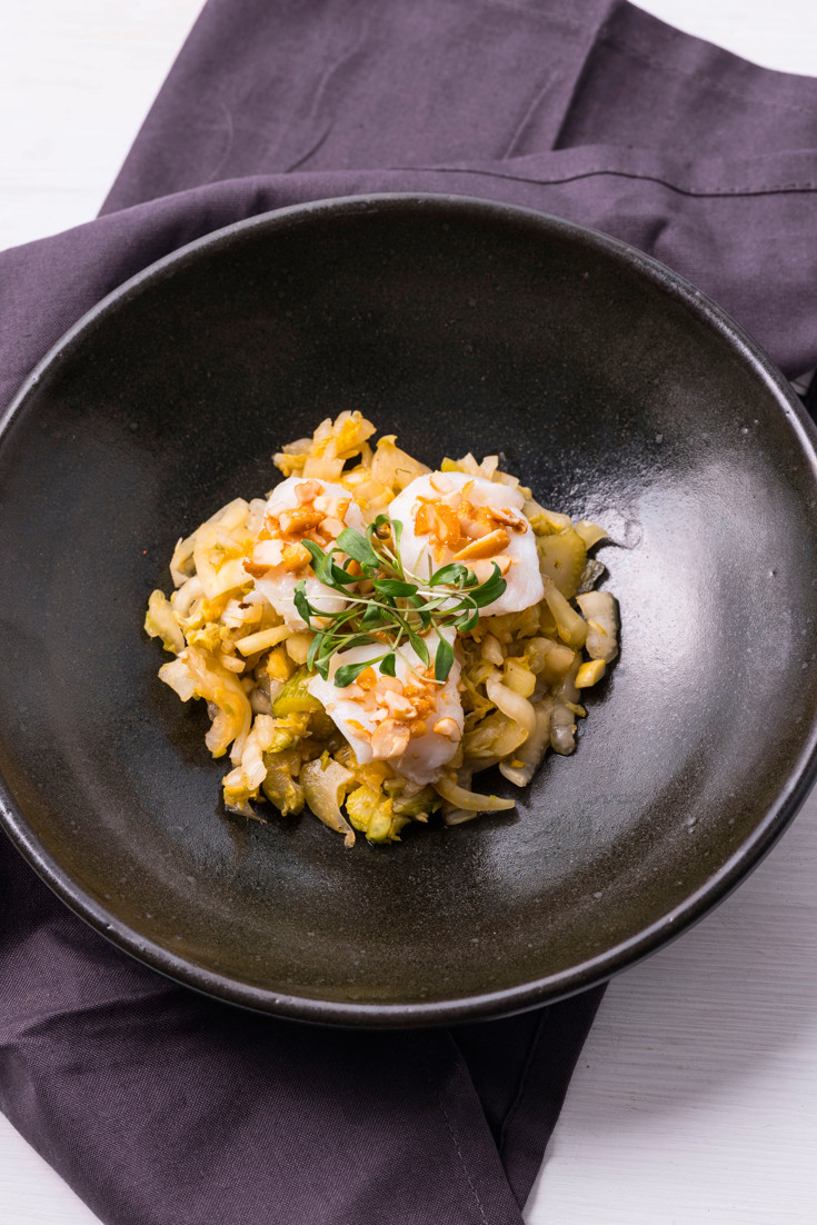 Sous Vide Cod Cheeks Recipe with Kimchi - Great British Chefs