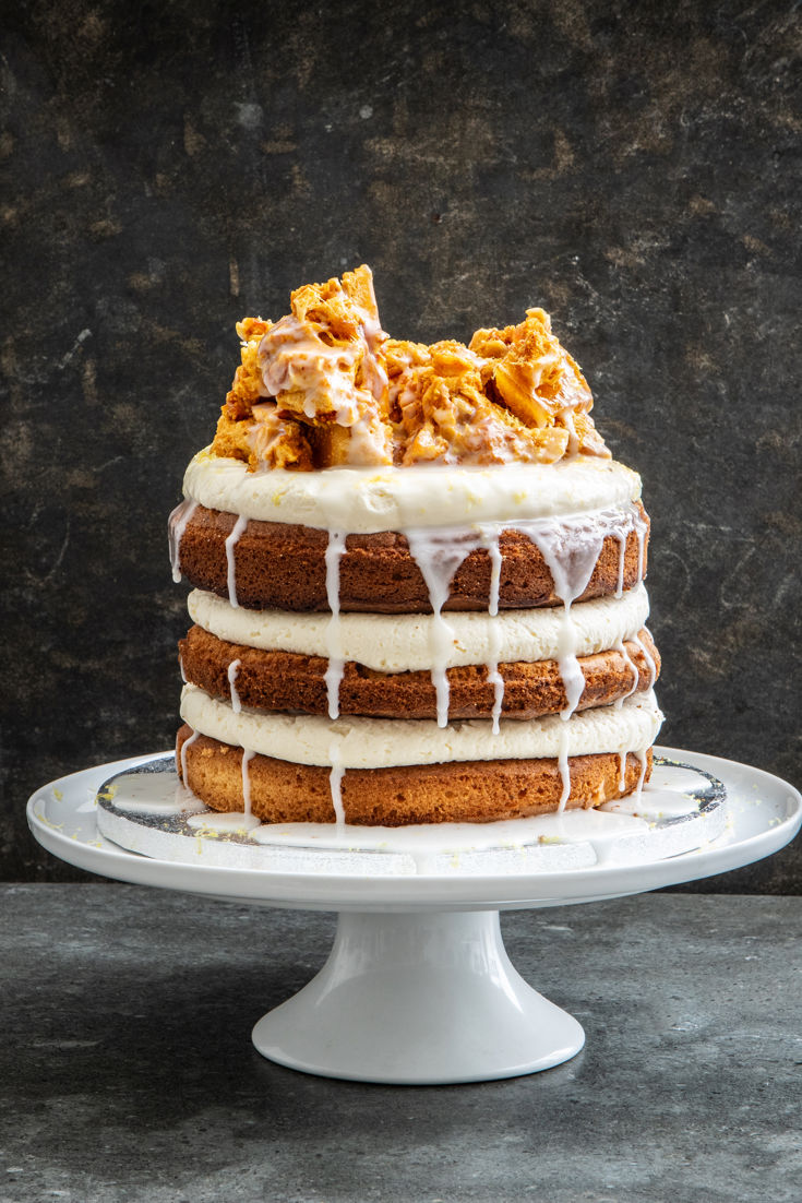 Triple Layer Lemon Drizzle and Thyme Layer Cake with Lemon Glaze and ...