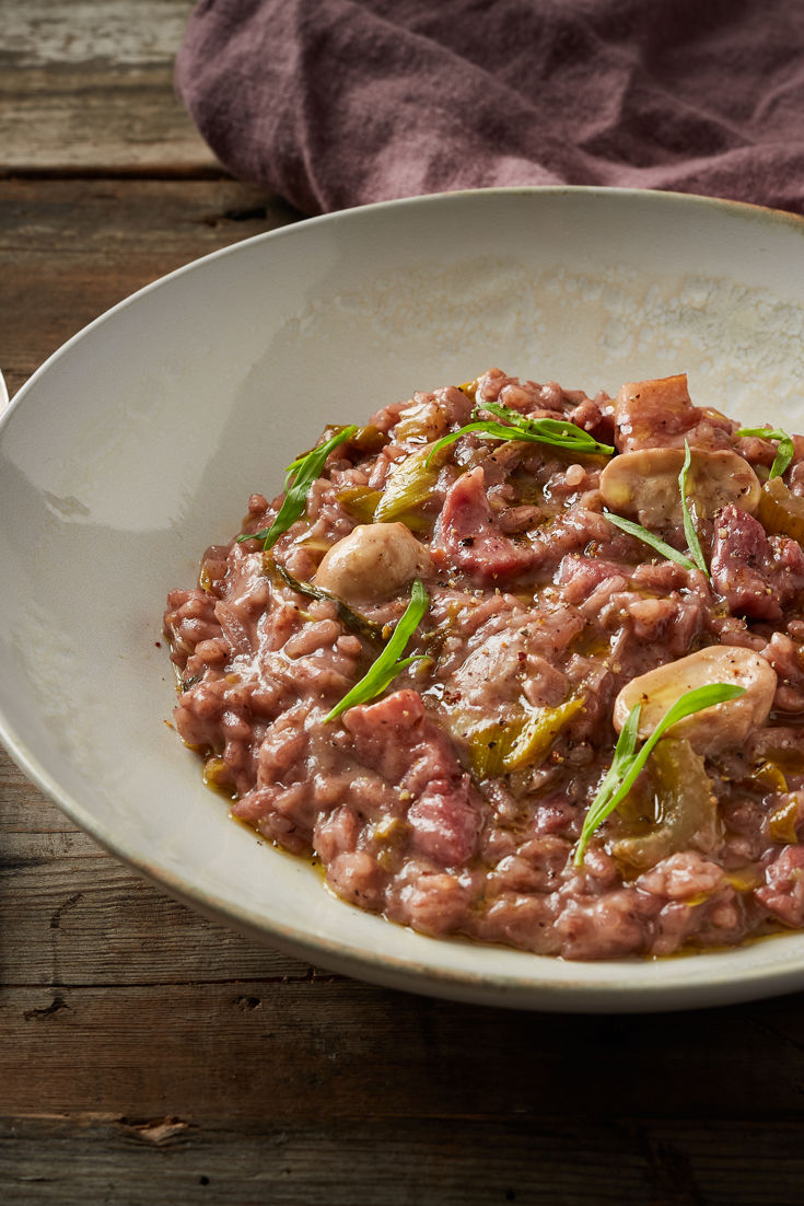 Red Wine, Bacon and Tarragon Risotto Recipe - Great British Chefs