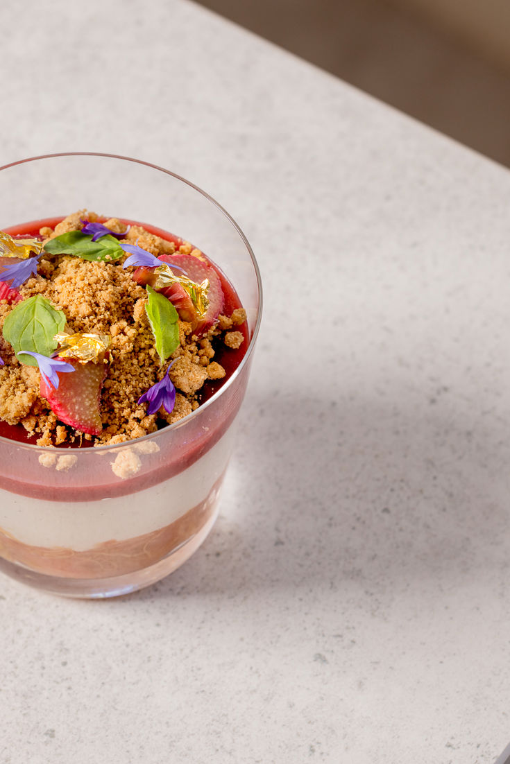 Coconut Panna Cotta with Rhubarb Textures and Ginger Crumble Recipe ...