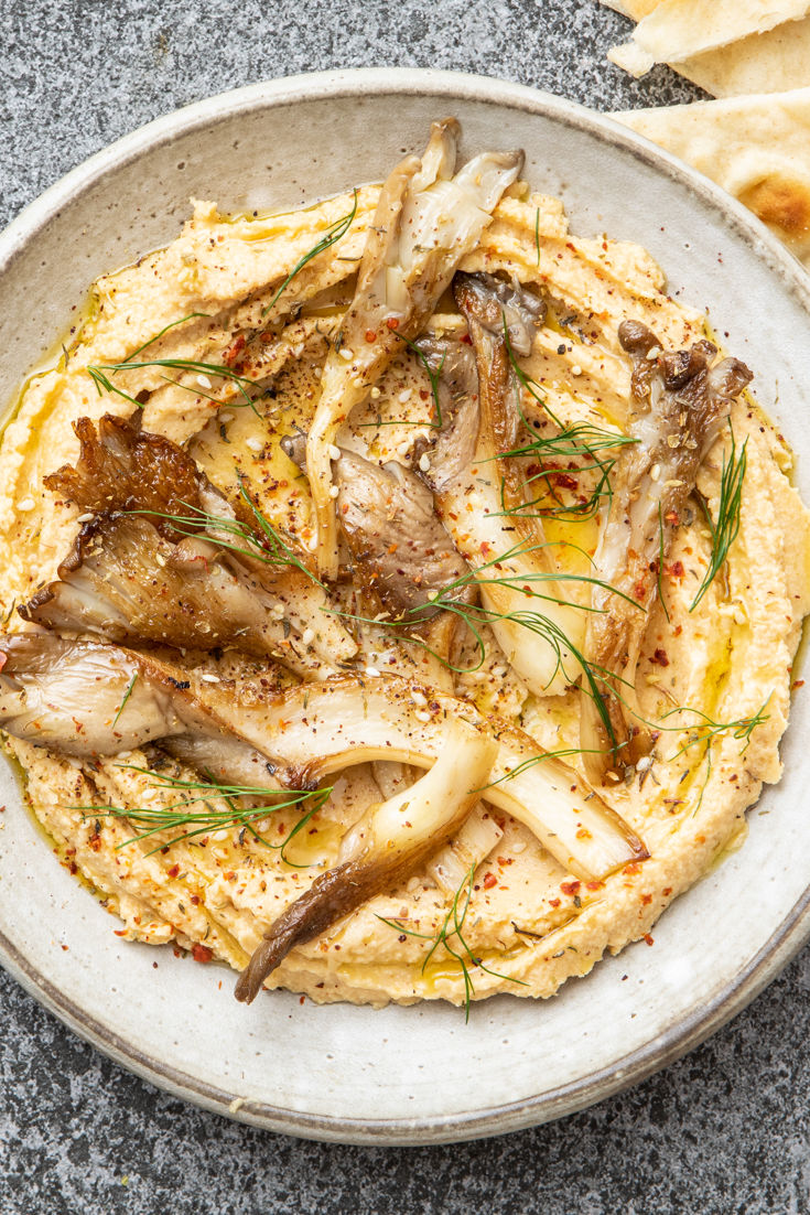 Hummus with Oyster Mushrooms and Za’atar Recipe - Great British Chefs