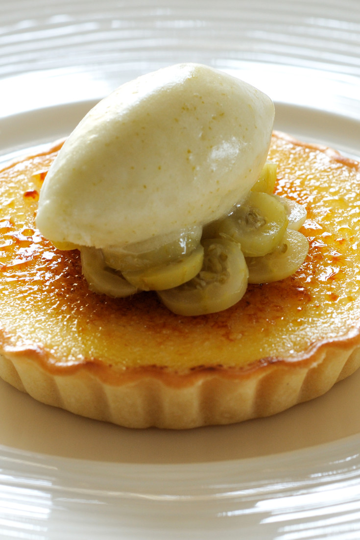 Gooseberry Custard Tart Recipe & Ginger Sorbet - Great British Chefs