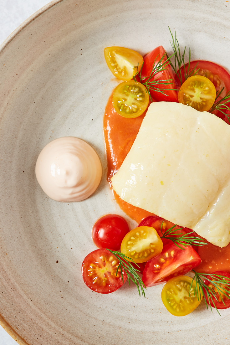 Hot-Smoked Cod with Tomatoes and Taramasalata Recipe - Great British Chefs