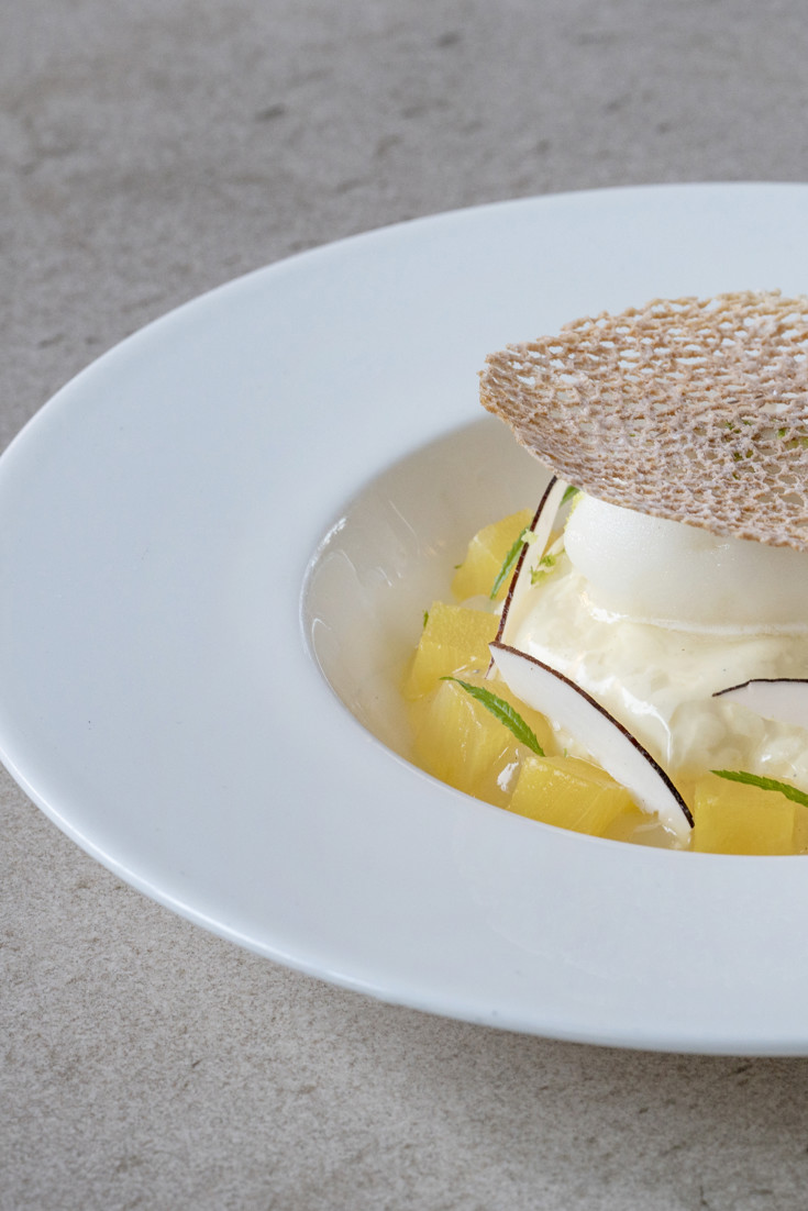 Coconut Rice Pudding, Poached Pineapple, Coconut and Lime Sorbet Recipe ...