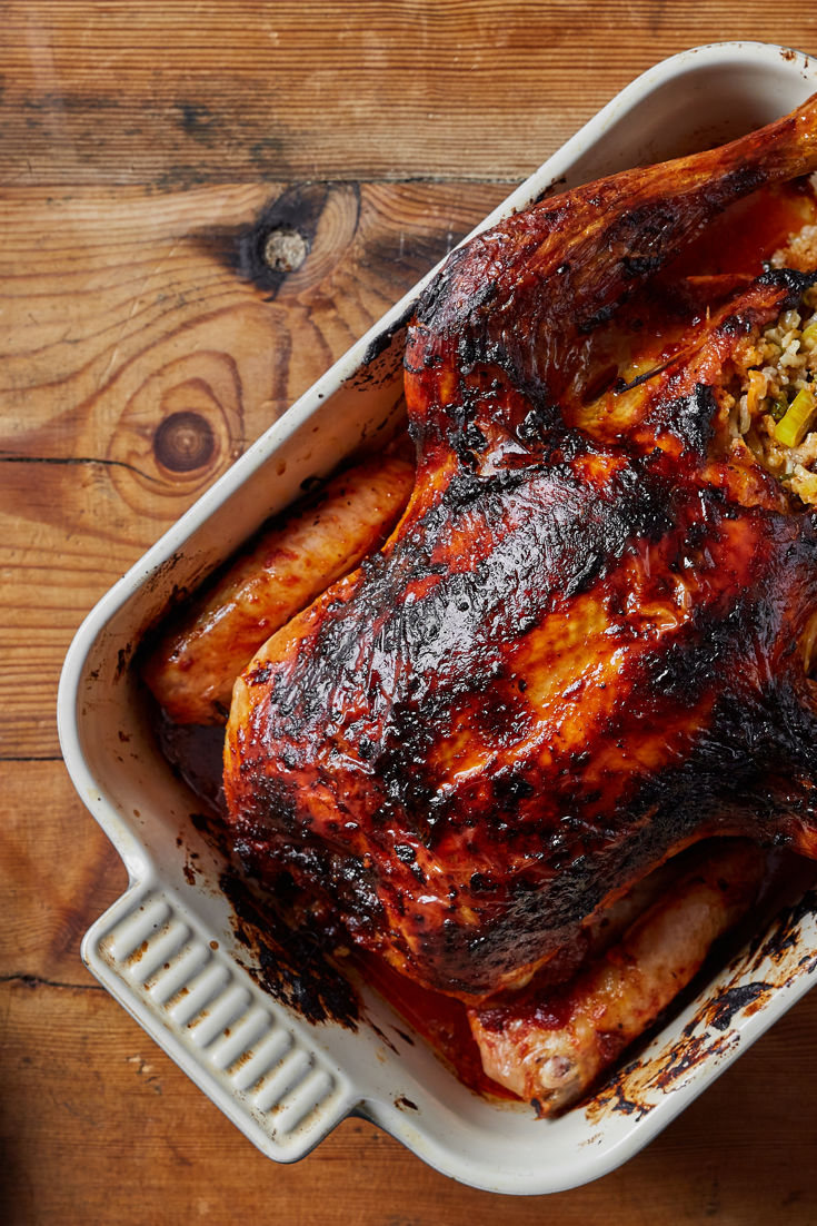 Gochujang Roast Chicken with Kimchi Rice Stuffing Recipe - Great ...
