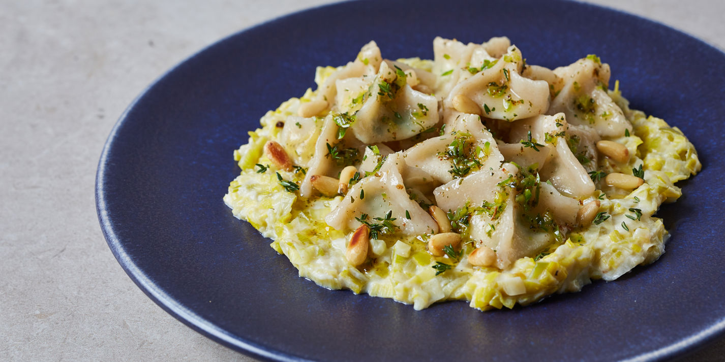 Ricotta Manti with Leeks and Green Chilli Butter Recipe - Great British ...