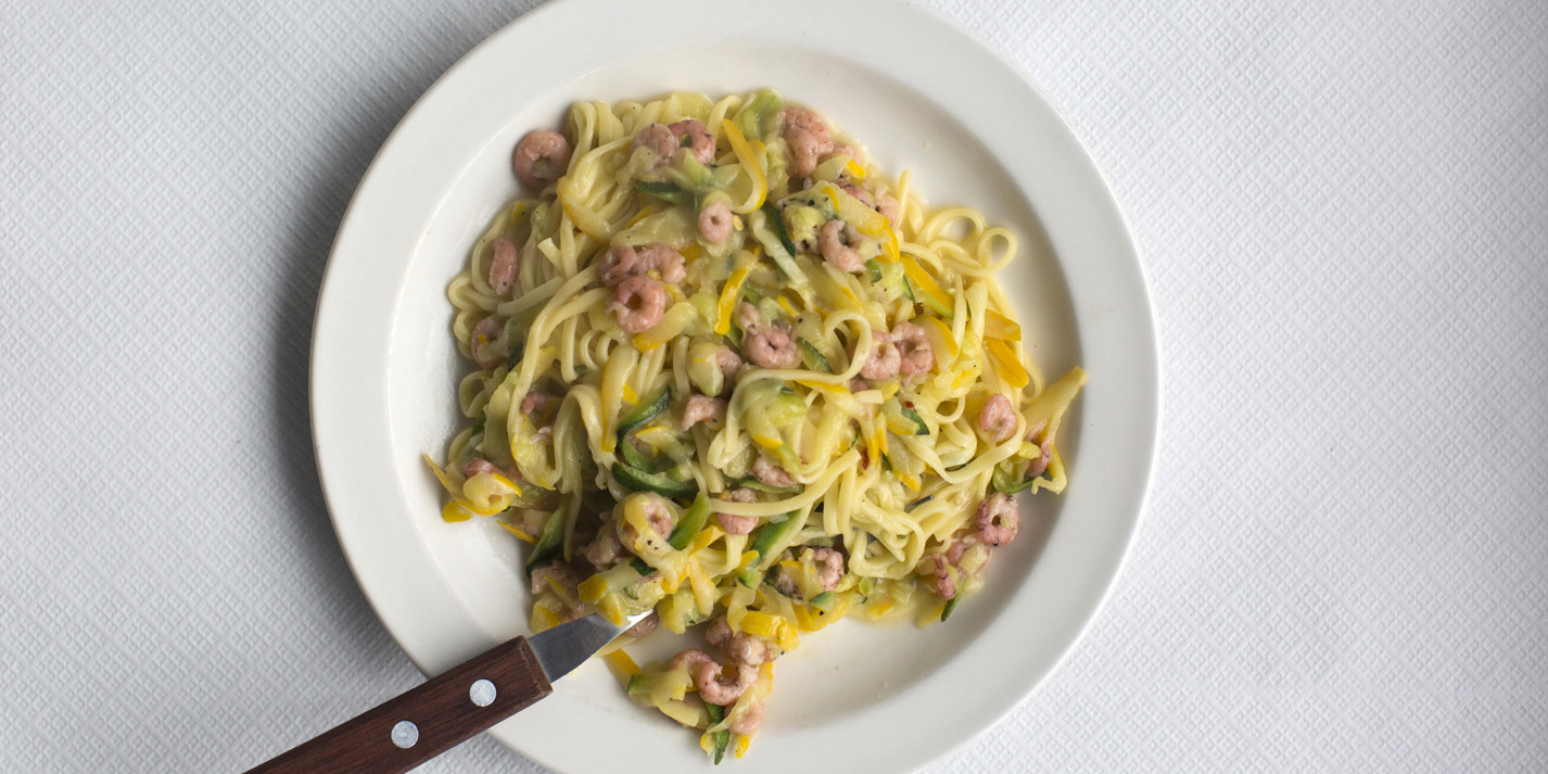 Tagliarini Recipe with Brown Shrimp and Courgette - Great British Chefs