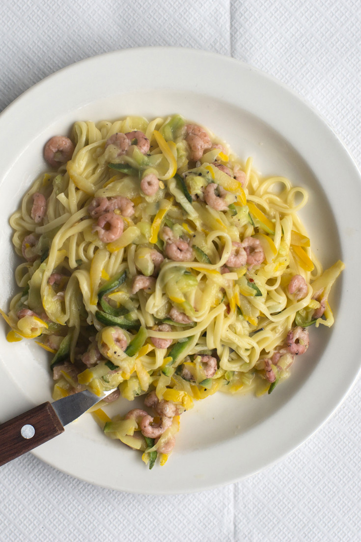 Tagliarini Recipe with Brown Shrimp and Courgette - Great British Chefs