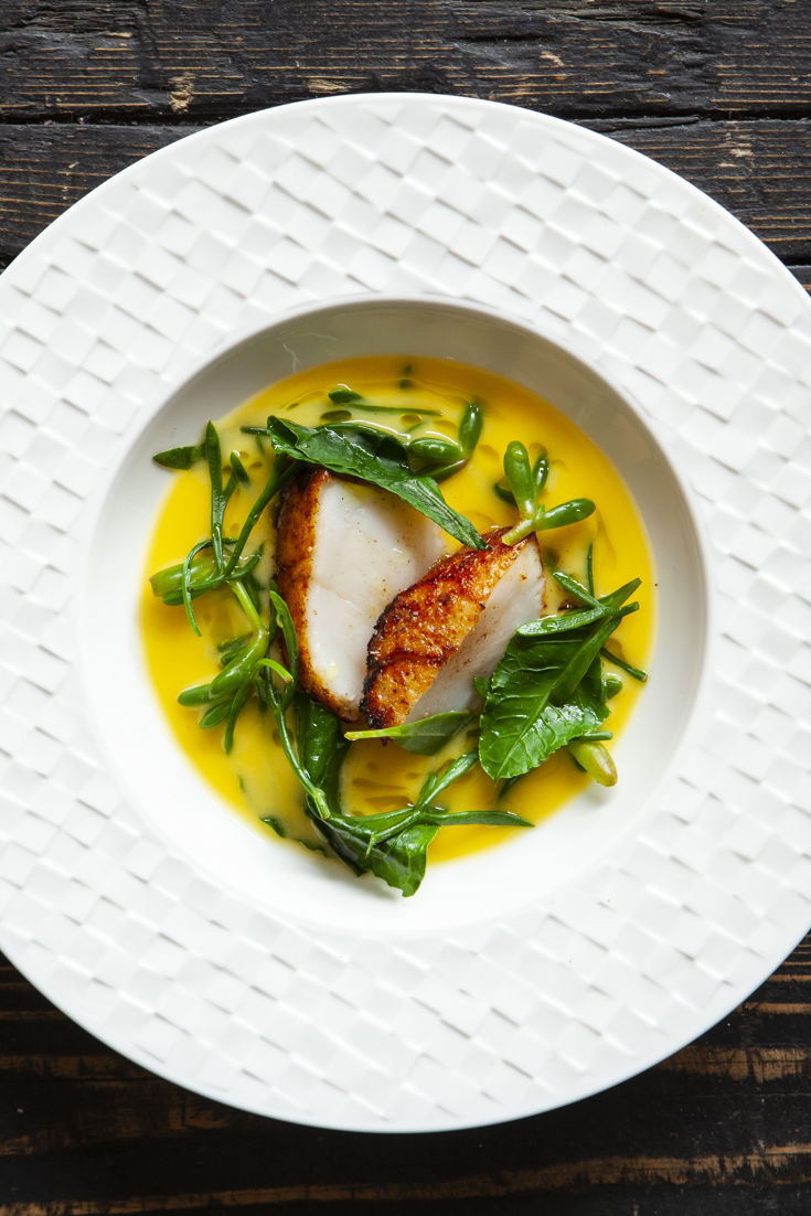 Roasted Scallop with Whey Butter and Sea Herbs Recipe - Great British Chefs