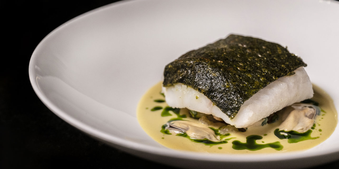 Crusted Cod with Mussels, Coriander and Cauliflower Recipe - Great ...