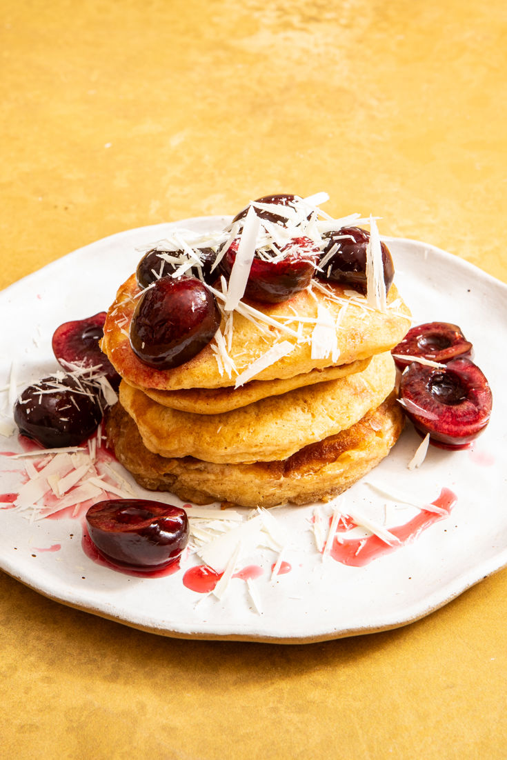 White Chocolate and Cherry Soufflé Pancakes Recipe - Great British Chefs White Chocolate and Cherry Soufflé Pancakes Recipe - Great British Chefs