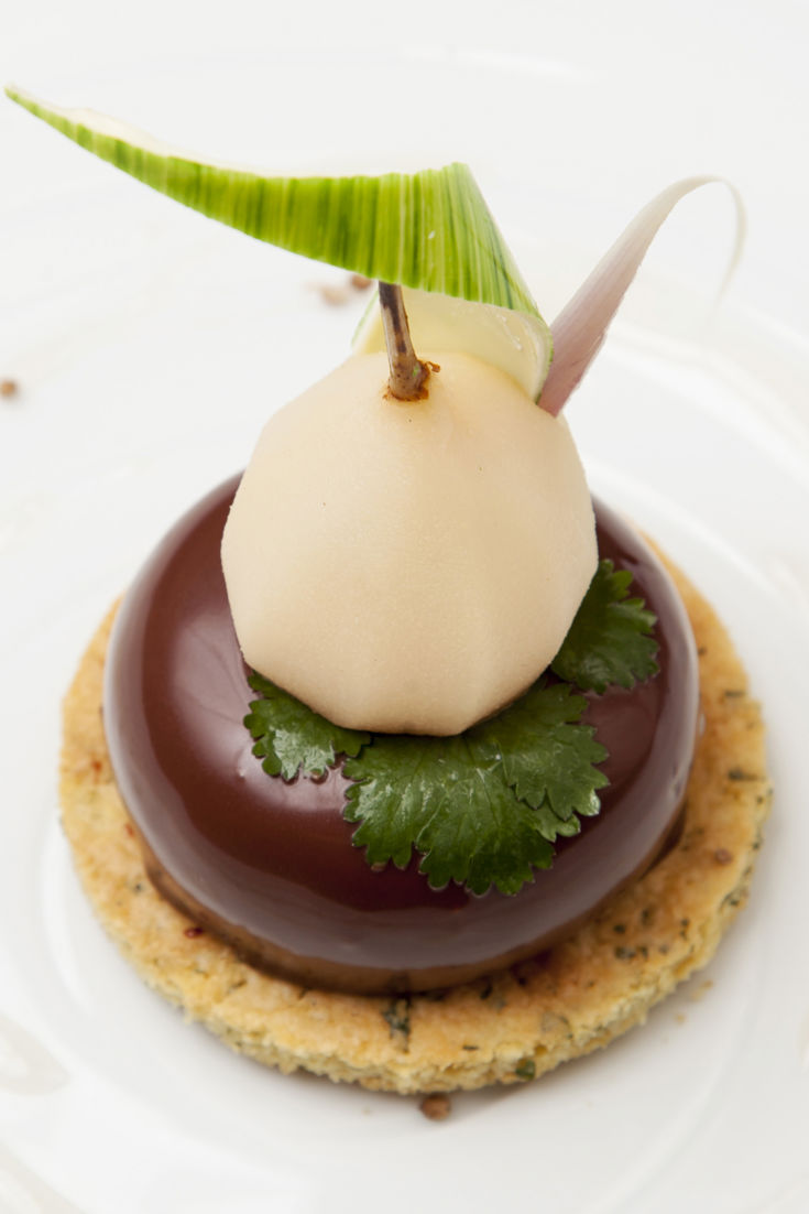 Sous vide Poached Pear with Chocolate Mousse Recipe - Great British Chefs