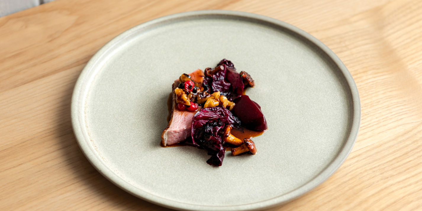 Duck Breast, Radicchio, Girolle, Walnut and Redcurrant Recipe - Great ...