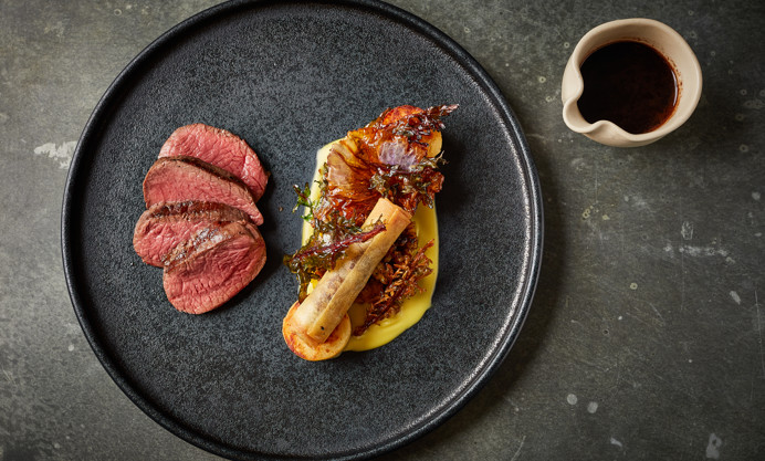 Fallow Deer with Sweetcorn and Black Garlic Recipe - Great British Chefs