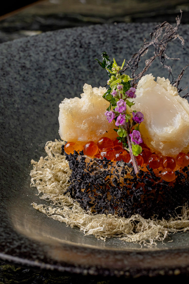 Hokkaido Scallops with Yuzu Koshō Ikura Recipe - Great British Chefs