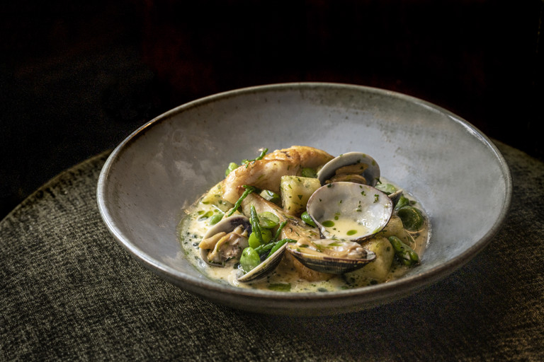 John Dory with Herb Dumplings, Clams and Vermouth Sauce Recipe - Great ...