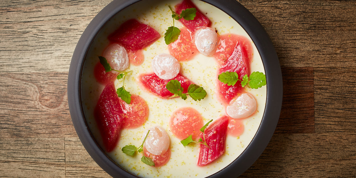 Yoghurt Mousse with Turkish Delight and Rhubarb Recipe - Great British ...