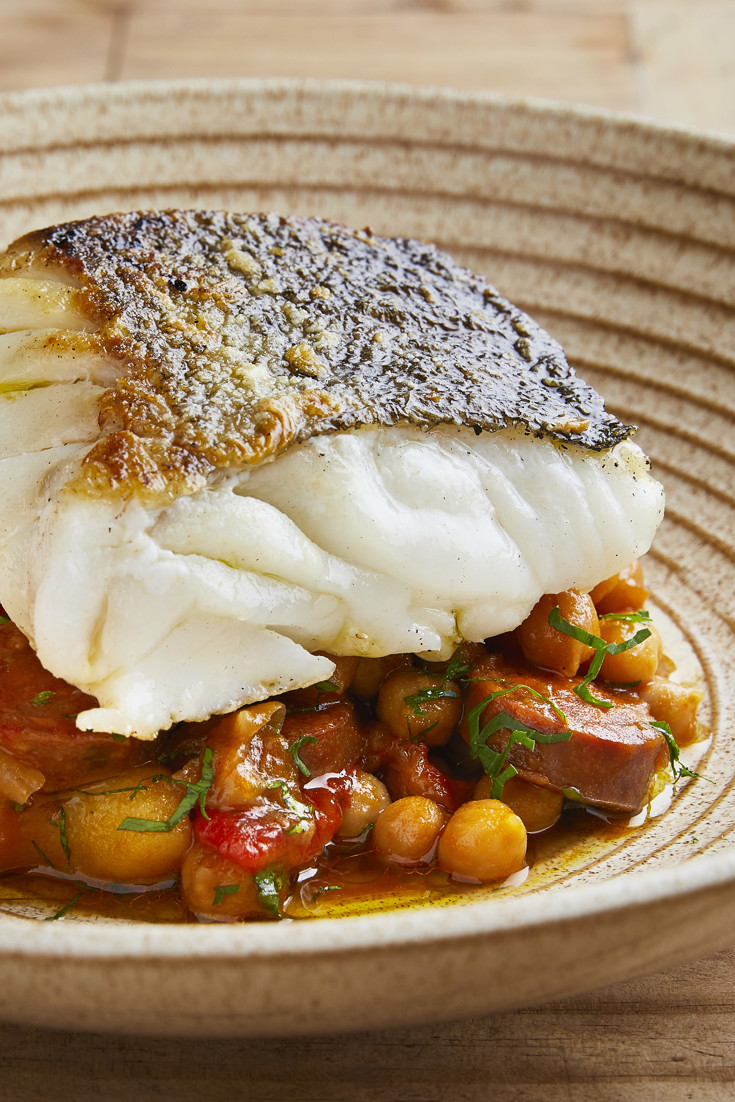 Skrei with Chickpea and Chorizo Stew Recipe - Great British Chefs