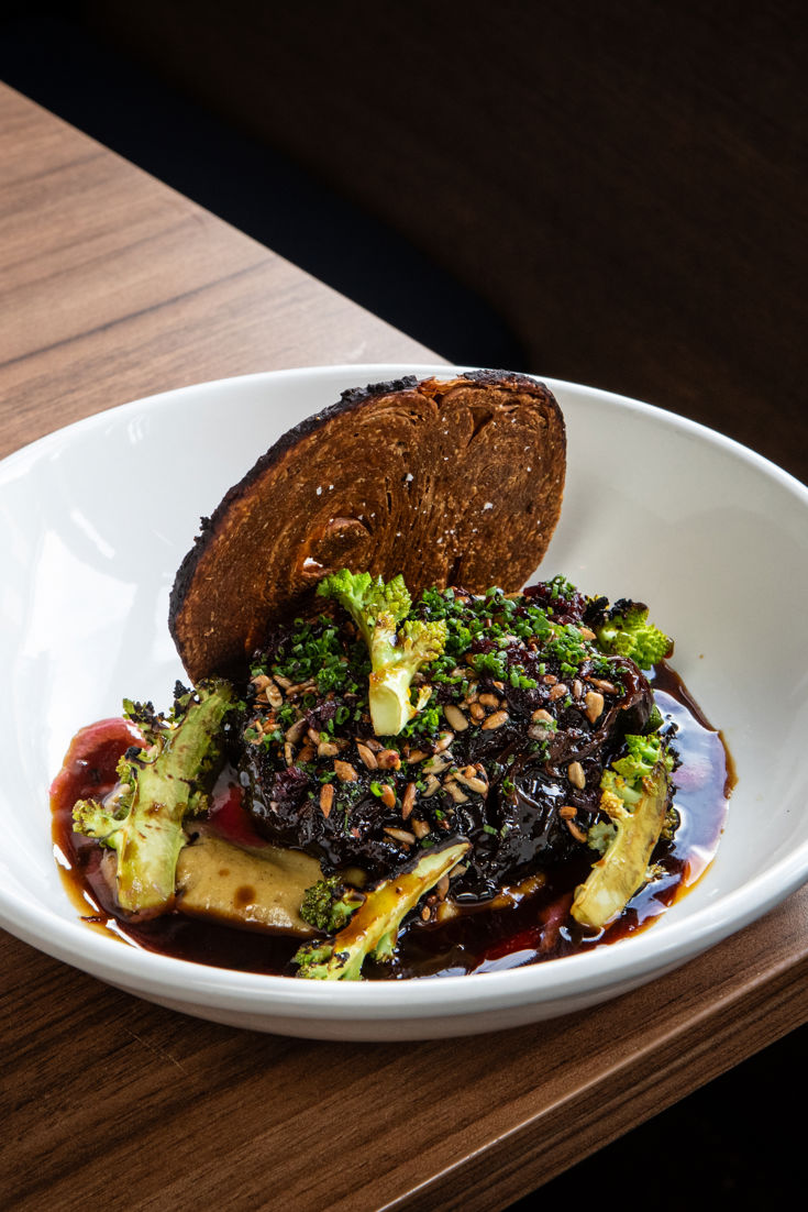 Smoked Beef Cheek with Oyster Sauce Bordelaise, Cauliflower and Beef ...