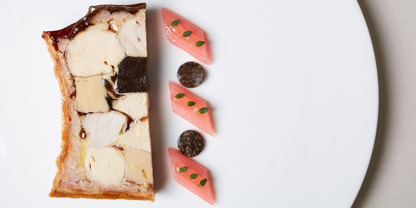 Ascot Pie with Poached Rhubarb Recipe - Great British Chefs