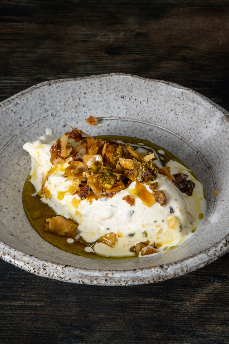 Olive Oil Baklava Ice Cream with Honeyed Filo Crunch Recipe - Great ...