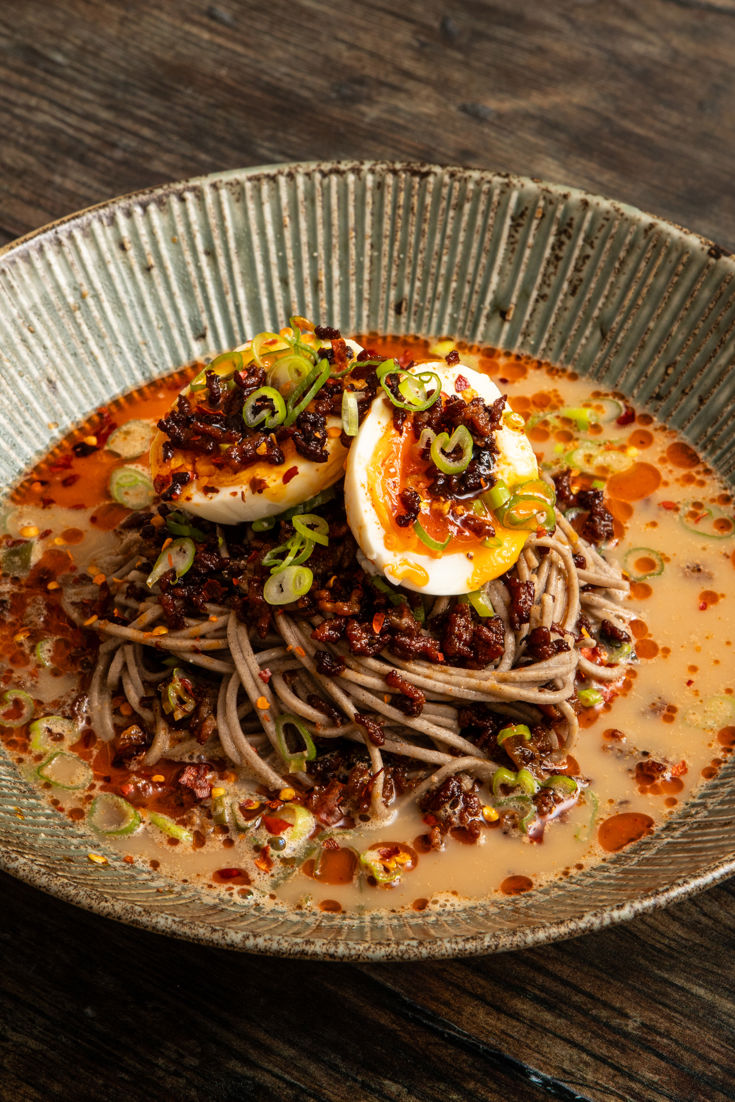 Creamy Miso Soba Noodles with Fried Pork Recipe - Great British Chefs