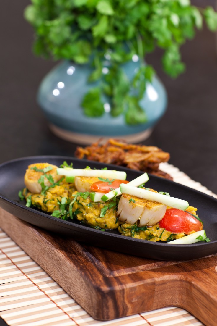 Curried Scallops Recipe With Dhal and Coconut - Great British Chefs
