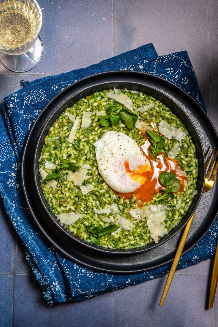 Watercress Risotto with Poached Egg and Parmesan Recipe - Great British ...