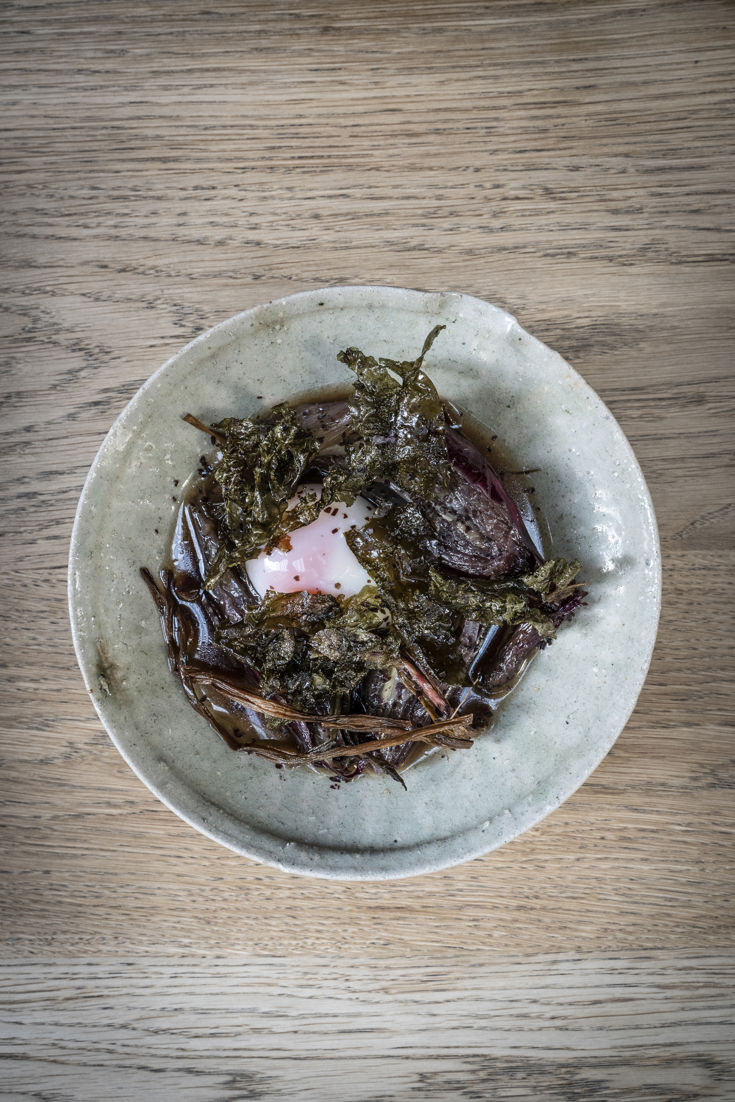 Slow-roasted Tropea Onion, Onsen Tamago with Dulse Paper Recipe - Great ...