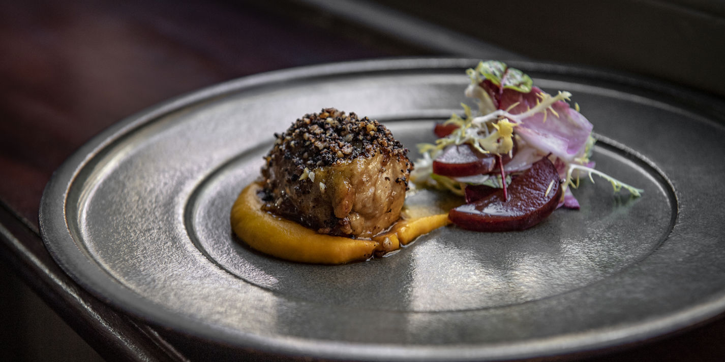 Veal Sweetbreads with Black Pudding and Walnut Crumb - Great British Chefs