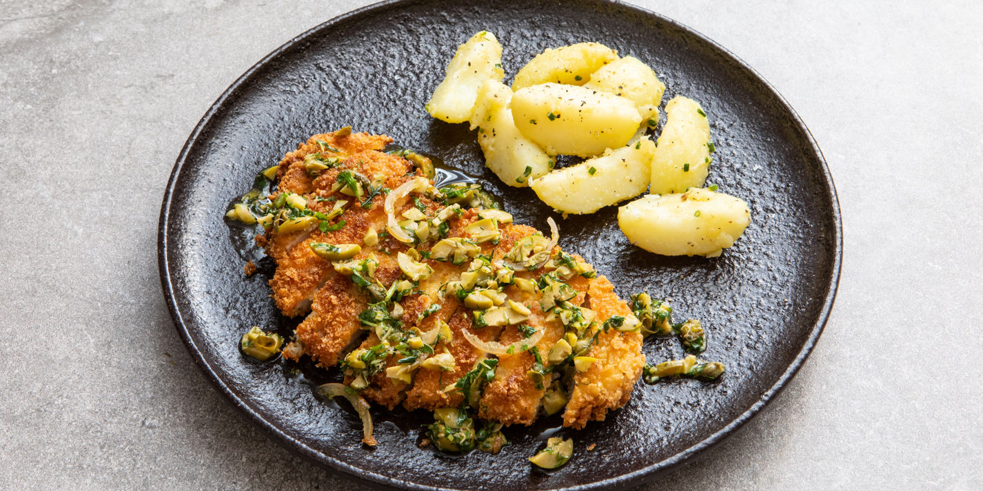 Chicken Milanese with Green Olive and Preserved Lemon Salsa Recipe ...