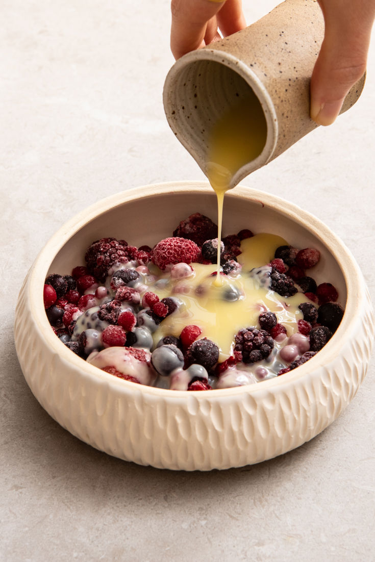 Frozen Berries with White chocolate and Coconut Sauce Recipe - Great ...