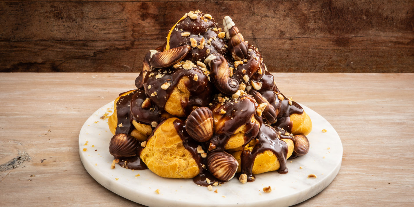 Profiteroles with Hazelnut Brittle and Chocolate Shells Recipe - Great ...