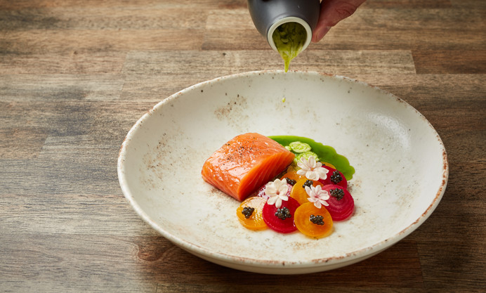 Cured Trout with Beetroot and White Asparagus Recipe - Great British Chefs