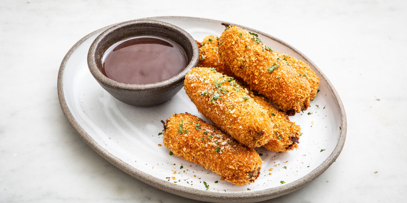Potato and Lamb Croquettes with a Red Wine Dipping Sauce Recipe - Great ...