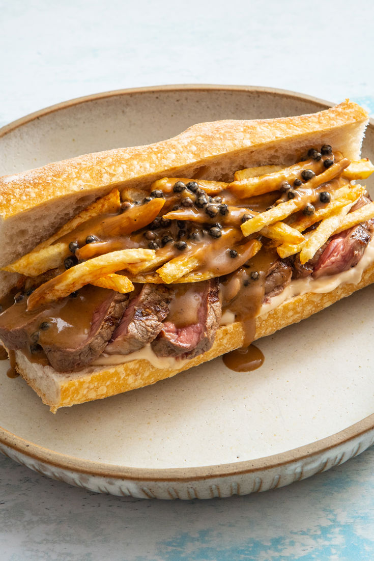 Steak Frites Sandwich With Peppercorn Sauce Mayo Recipe - Great British ...