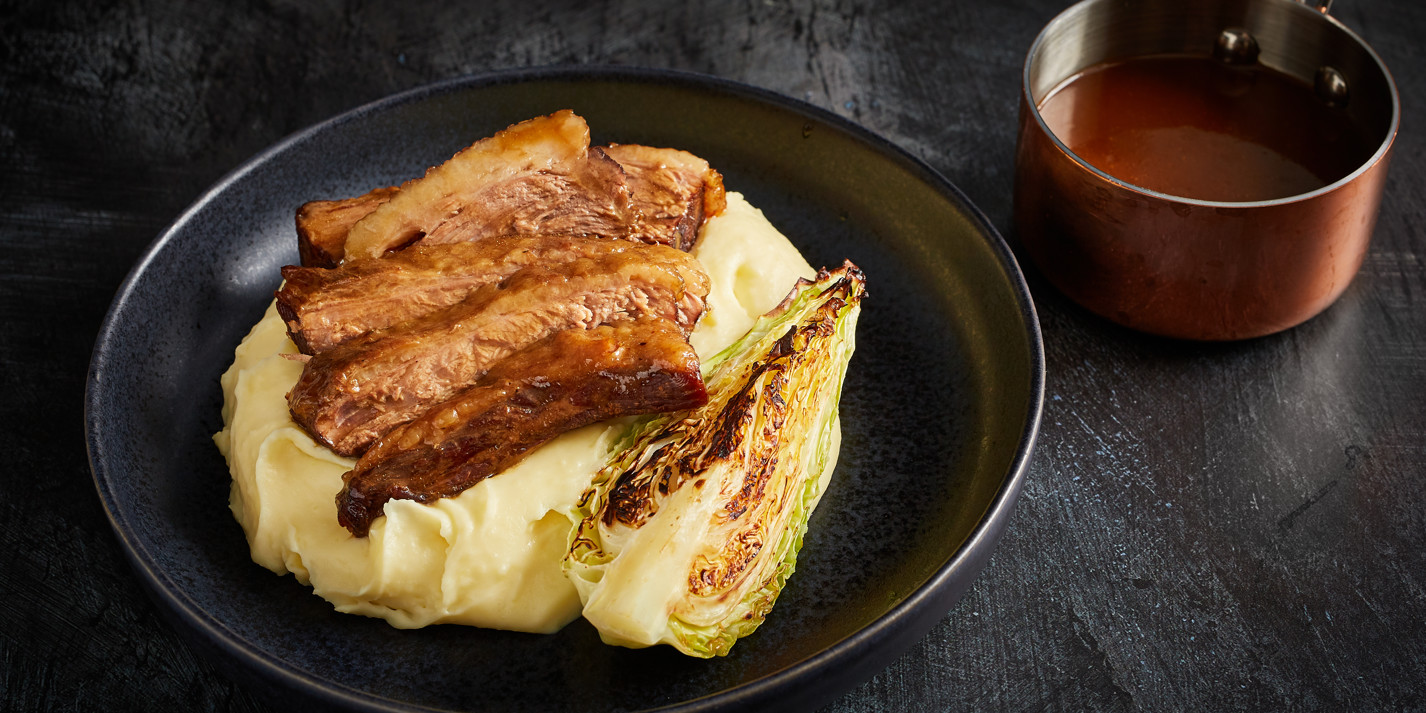 Pot-Roast Brisket with Bone Marrow Mash and Hispi Cabbage Recipe ...