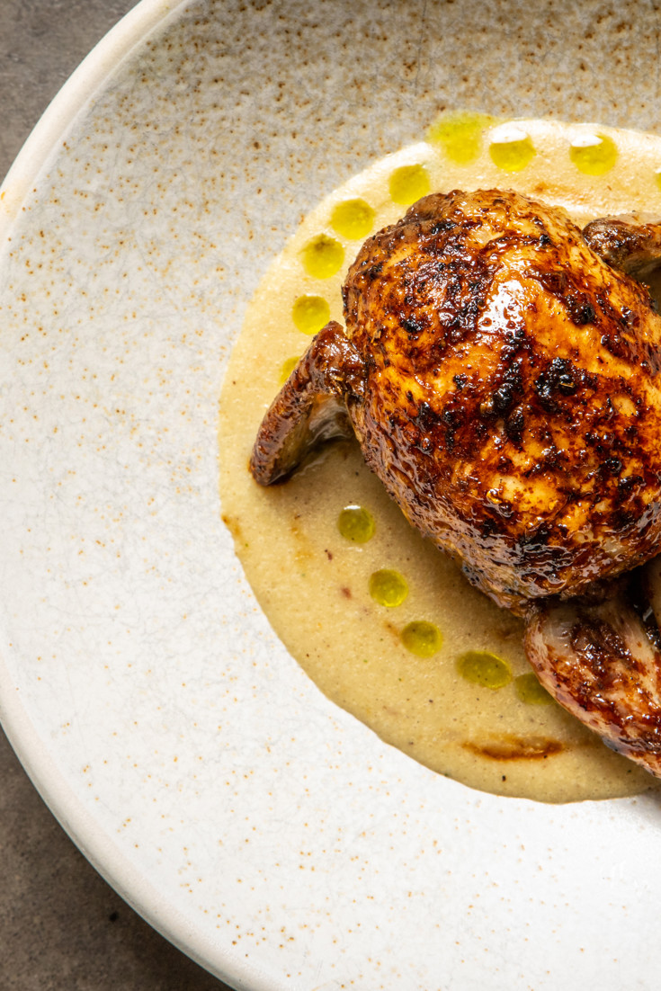 Stuffed Quail with Nsala Sauce and Uziza Herb Oil Recipe - Great ...