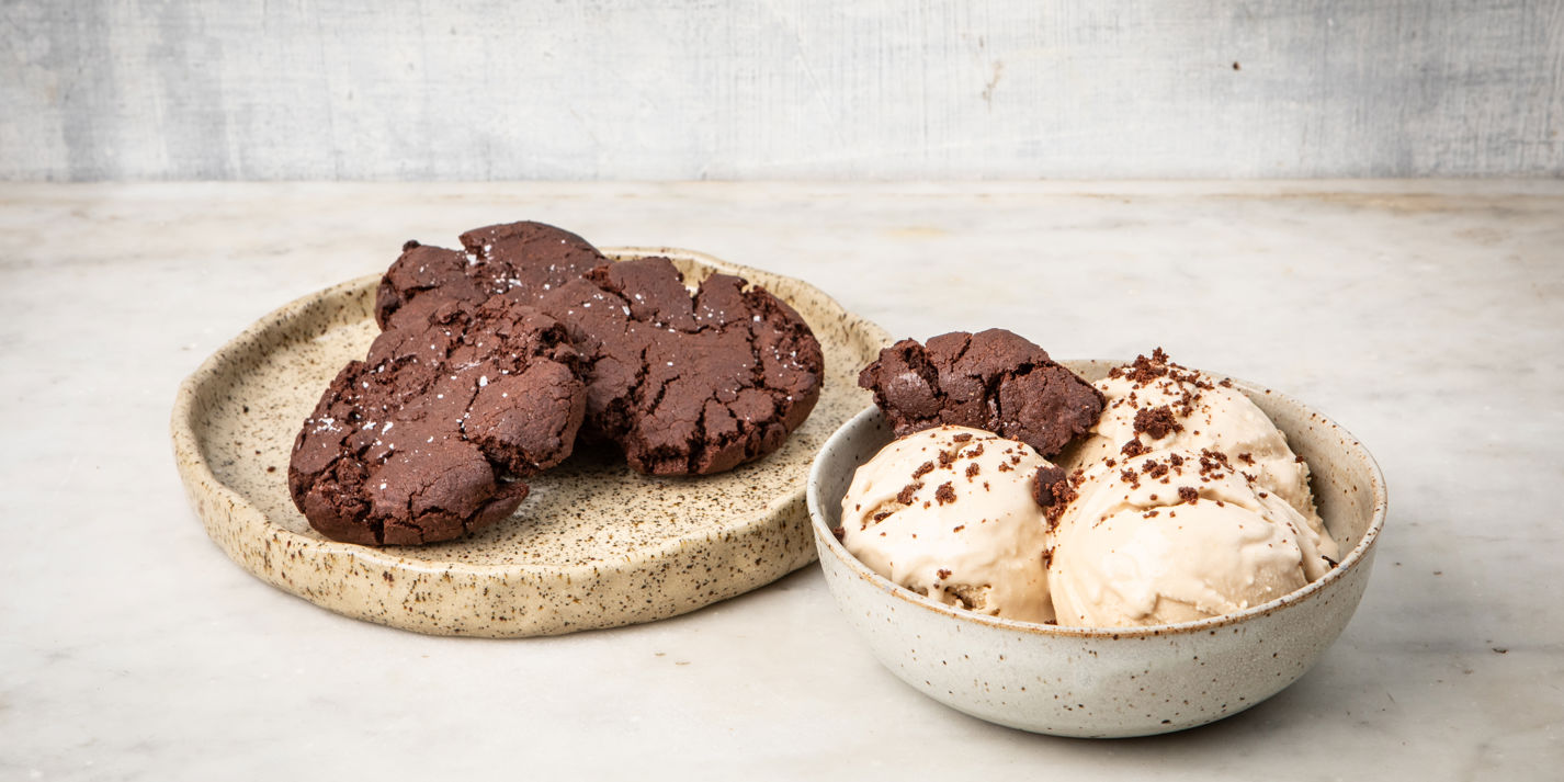 Double Chocolate Malt Vinegar Cookies with Malted Vanilla Ice Cream ...