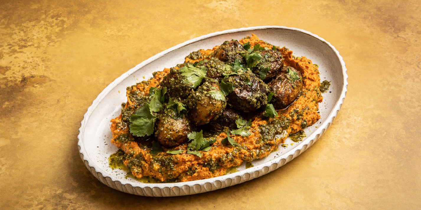 Grilled New Potatoes with Charred Jalapeño Green Ajika Recipe - Great ...