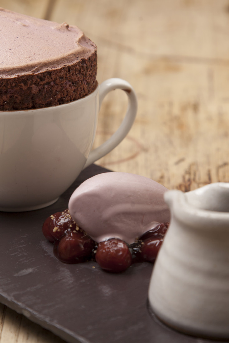 Black Cherry Soufflé Recipe with Sous Vide Cherry Ice Cream - Great ...