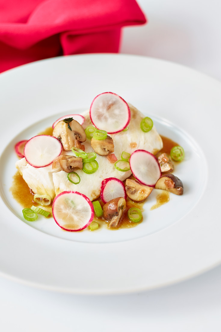 Poached Hake Recipe with Soy Vinaigrette - Great British Chefs