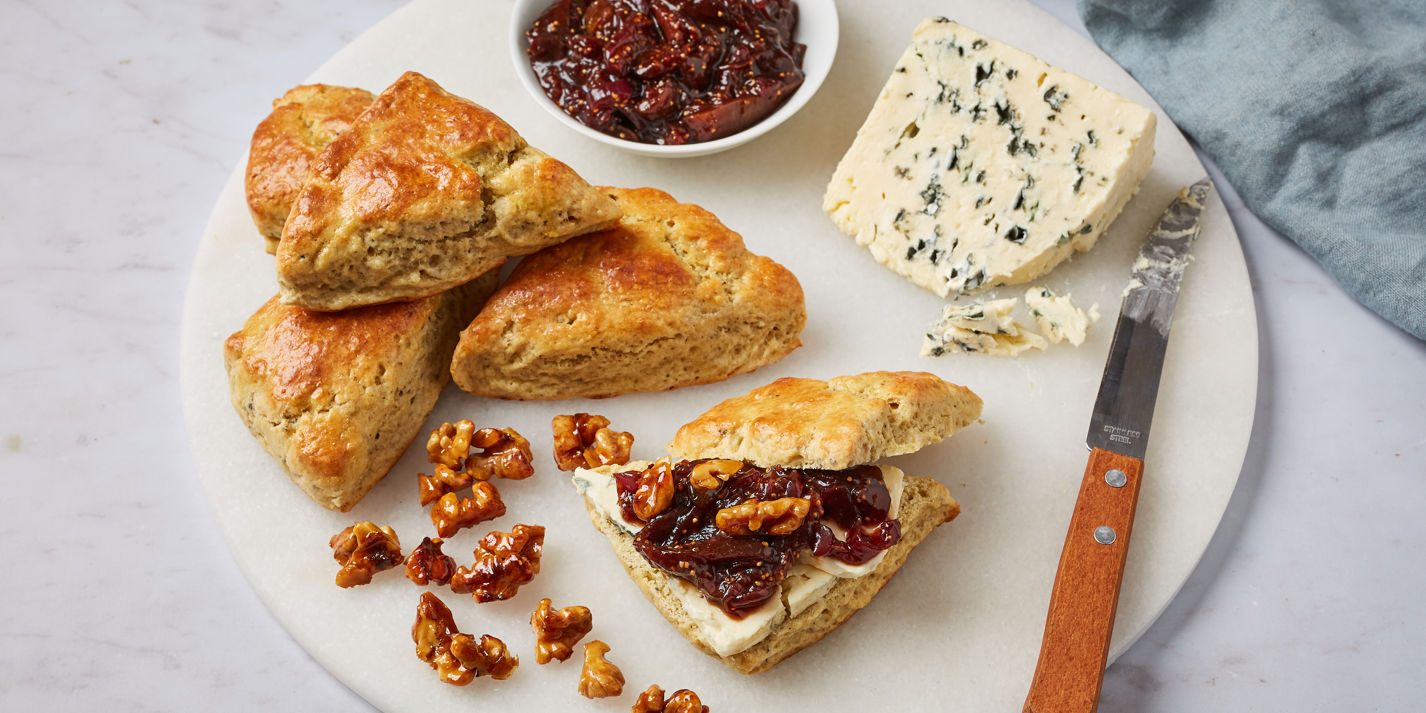 Saint Agur Scones with Fig Relish Recipe - Great British Chefs