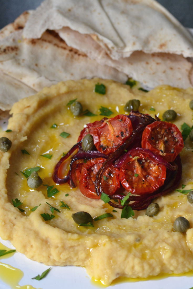Yellow Split Pea Purée Recipe with Roasted Tomatoes - Great British Chefs