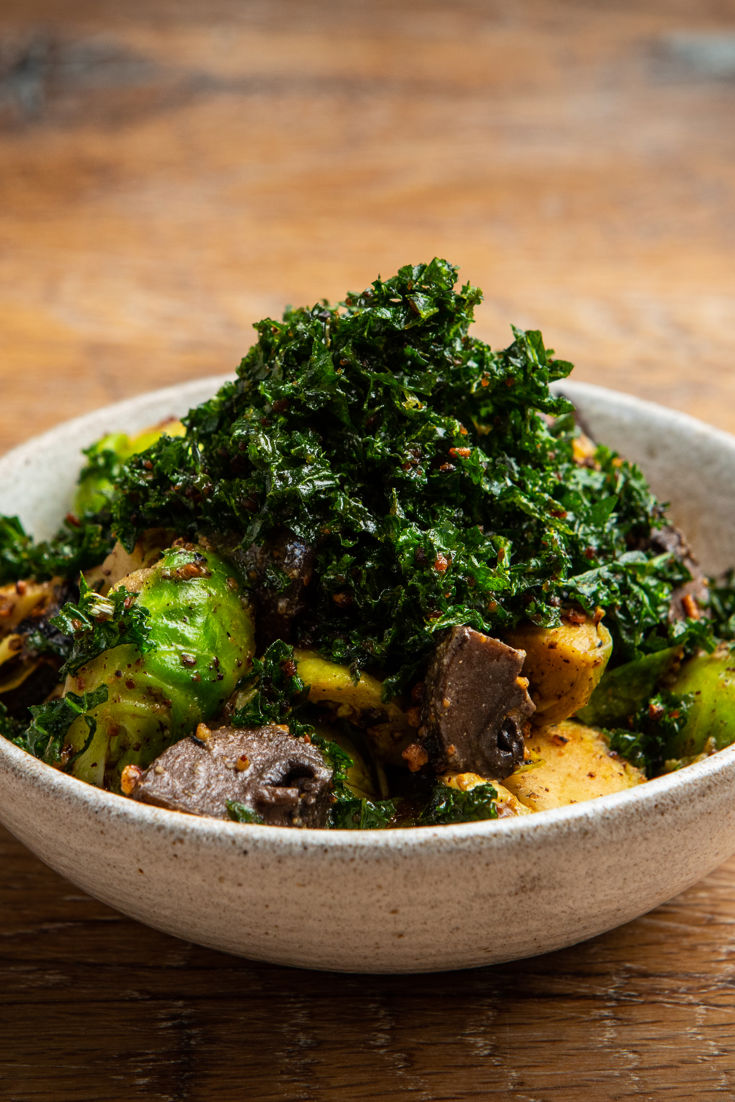 Grilled Brussels Sprouts with Pecan Praline and Sprout Top Seaweed ...